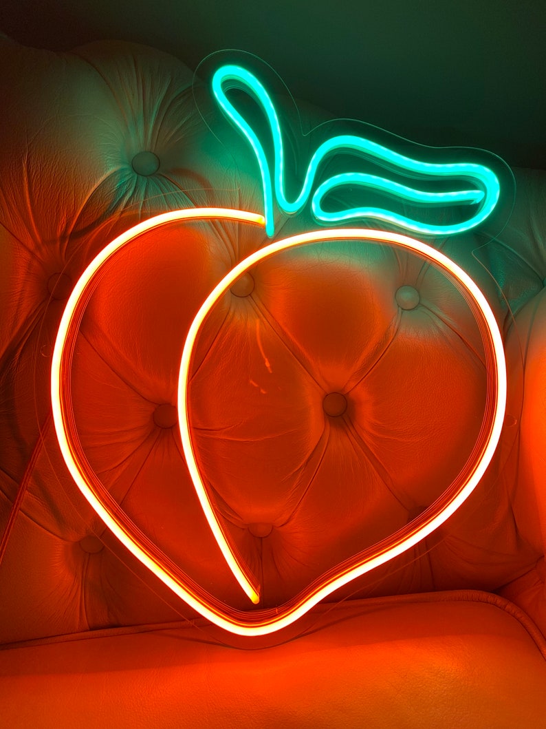 Peach Neon Lamp, Light Peach Home Decor, Fruit Led Neon Sign, Peach ...