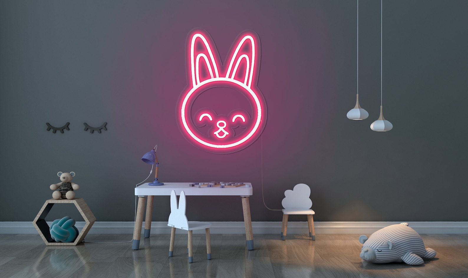 Bunny Neon Sign,neon Sign Bedroom Kids,personalized Bunny Art Nursery ...