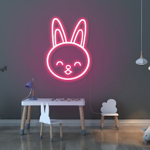 Bunny Neon Sign,neon Sign Bedroom Kids,personalized Bunny Art Nursery ...