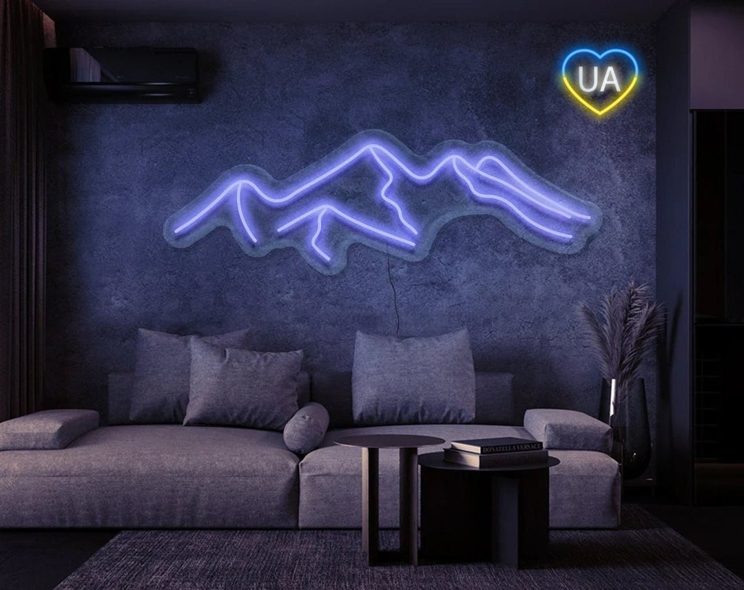 Mountain Neon Sign, Blue Mountain Led Light Sign, Neon Light Mountain ...