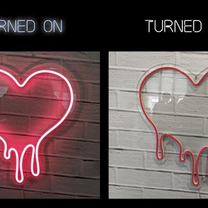 Dripping Heart Neon Sign, Neon Sign Bedroom Heart, Neon Light Heart ...