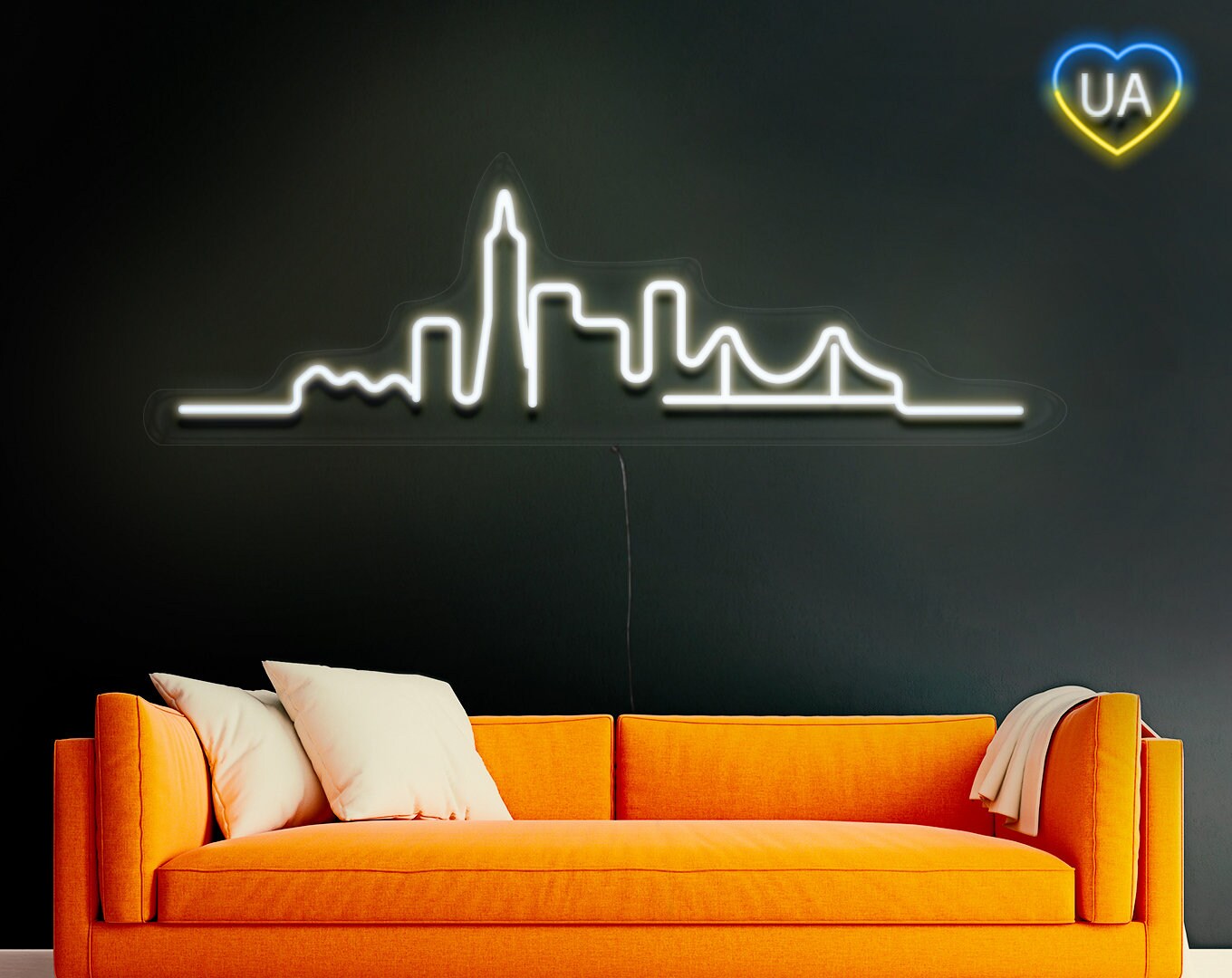 City Skyline Neon Sign Wall Decor, City Led Light Sign, Skyline Neon ...