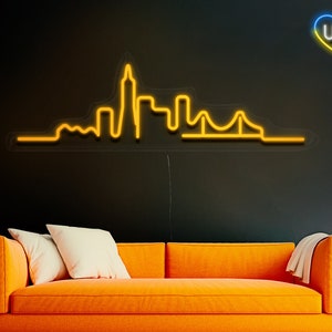 City Skyline Neon Sign Wall Decor, City Led Light Sign, Skyline Neon ...