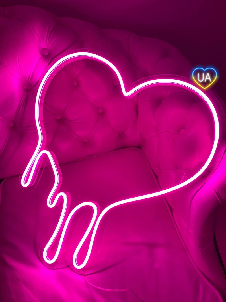 Dripping Heart Neon Sign, Neon Sign Bedroom Heart, Neon Light Heart ...