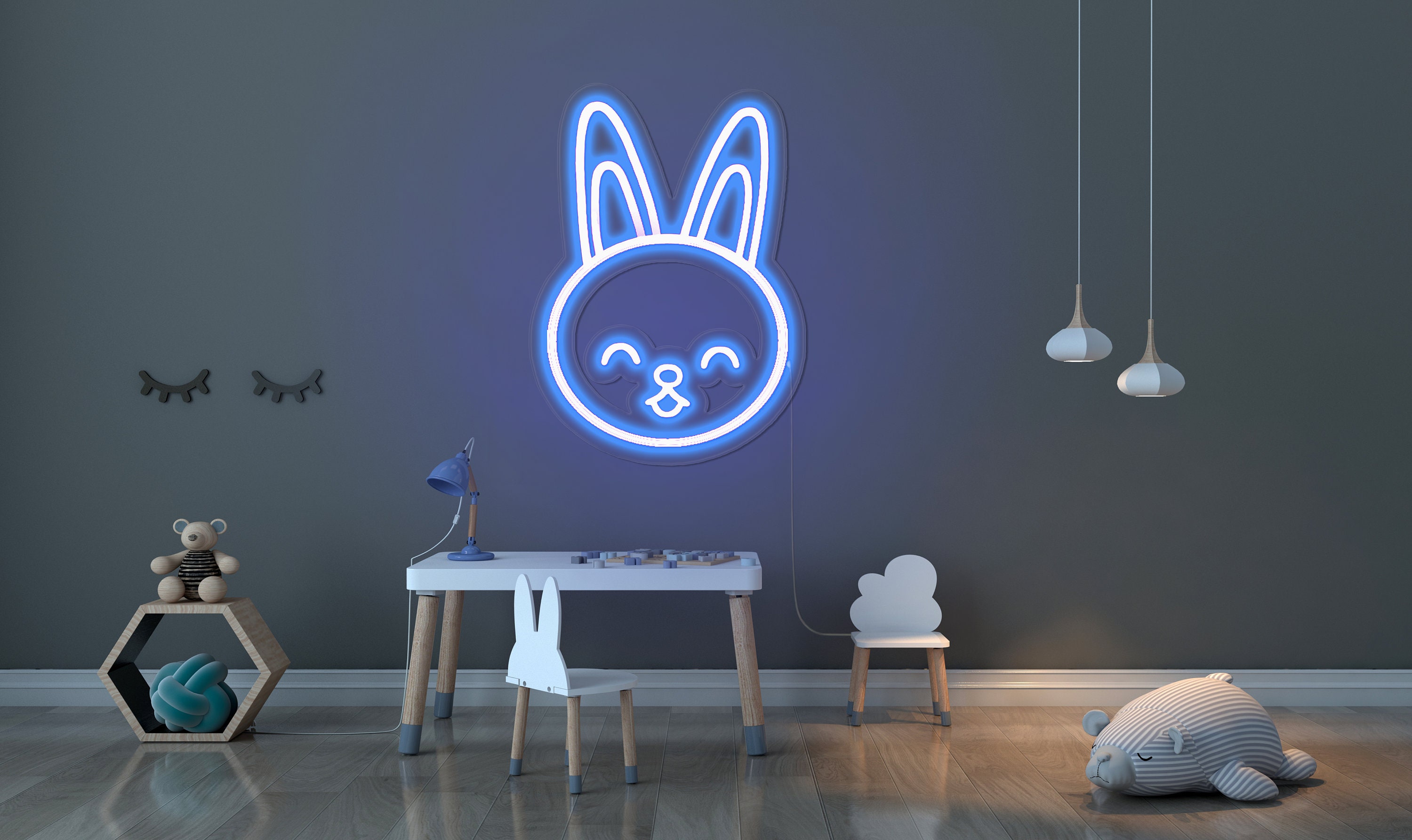 Bunny Neon Sign,neon Sign Bedroom Kids,personalized Bunny Art Nursery ...