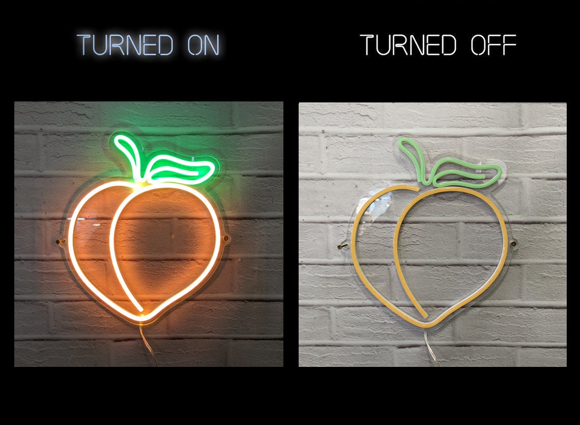 Peach Neon Lamp, Light Peach Home Decor, Fruit Led Neon Sign, Peach ...