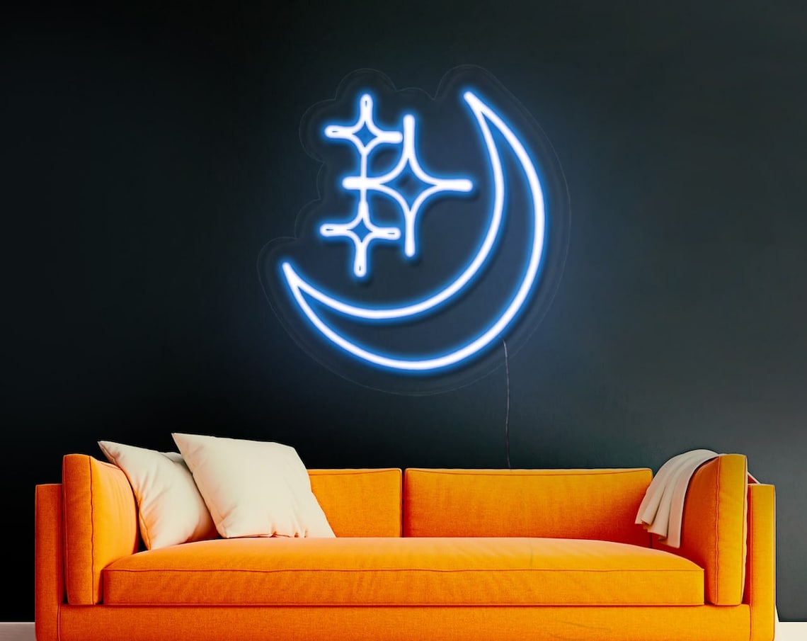 Moon Neon Sign Moon Neon Light Led Sign for Bedroom Custom - Etsy