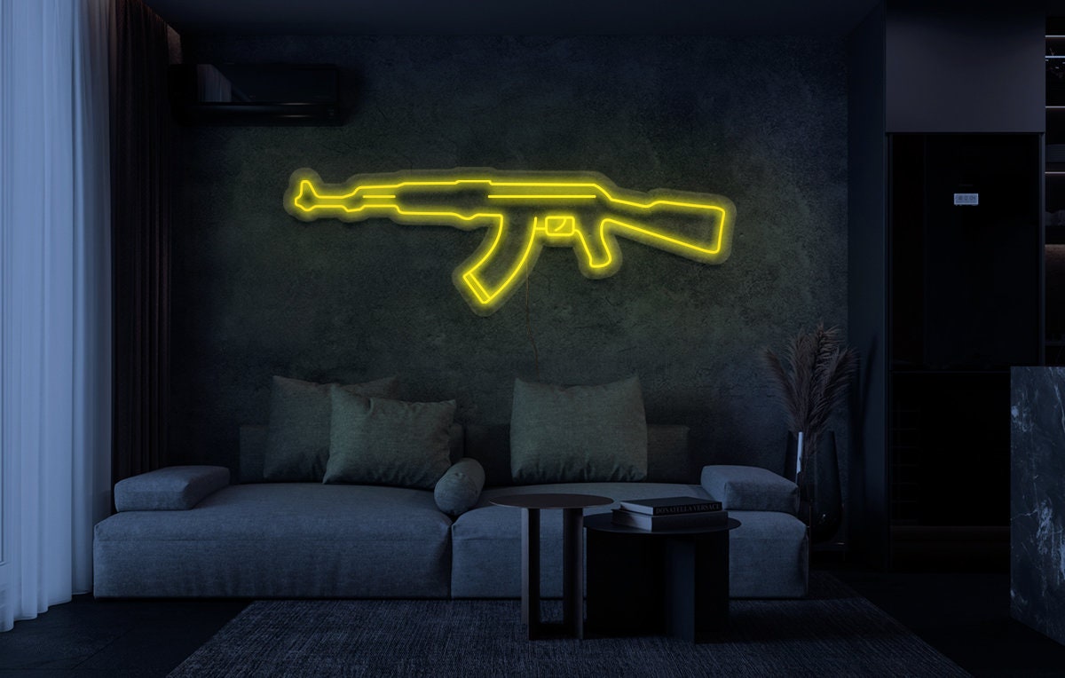 Gift for Gamer Boyfriend, AK47 Neon Sign Bedroom, AK 47 Neon Sign Light ...