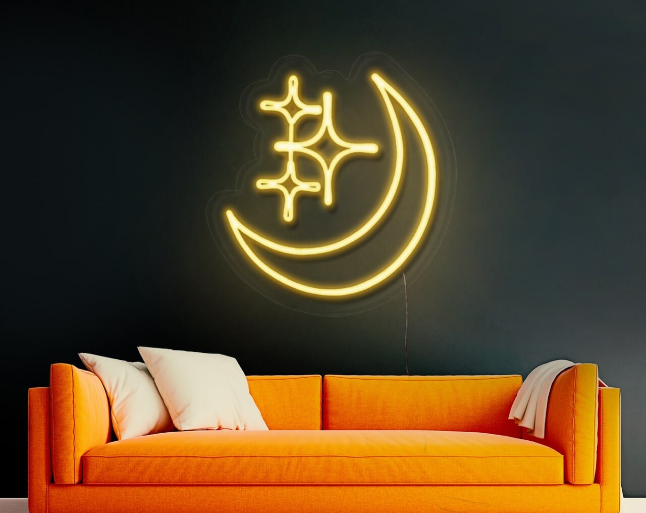 Moon Neon Sign Moon Neon Light Led Sign for Bedroom Custom - Etsy