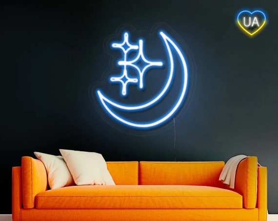 Moon Neon Sign Moon Neon Light Led Sign for Bedroom Custom - Etsy
