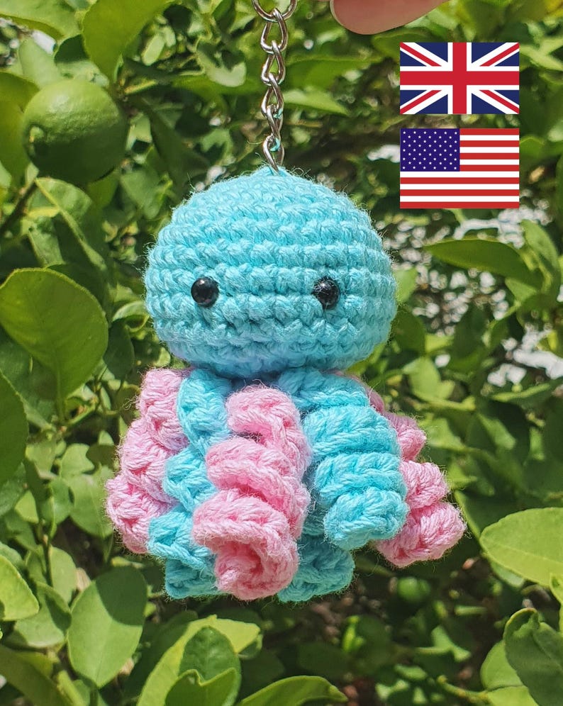 PDF Crochet Pattern Keychain Octopus – Amigurumi Mini Octopus Keychain ...