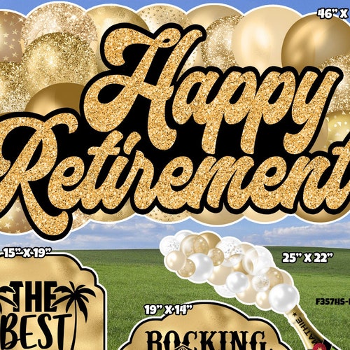 Happy Retirement Sign and Flair Gold Yard Cards F357HS - Etsy