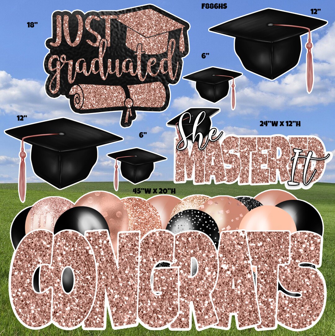 CONGRATS She Mastered It Graduation Flair & Sign Half Sheet Yard Cards ...