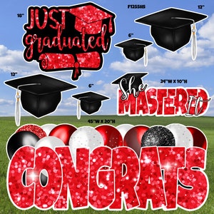 CONGRATS She Mastered It Graduation Flair & Sign Half Sheet Yard Cards ...