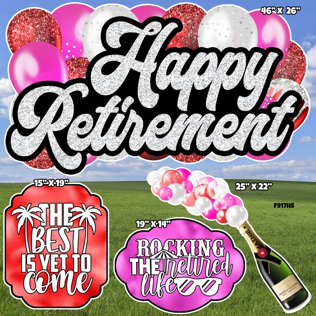 Happy Retirement Sign and Flair Red, White & Pink Yard Cards (F917HS ...