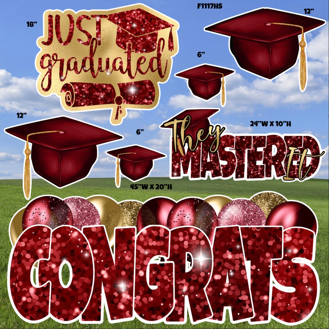 CONGRATS They Mastered It Graduation Flair & Sign Maroon Gold Yard ...