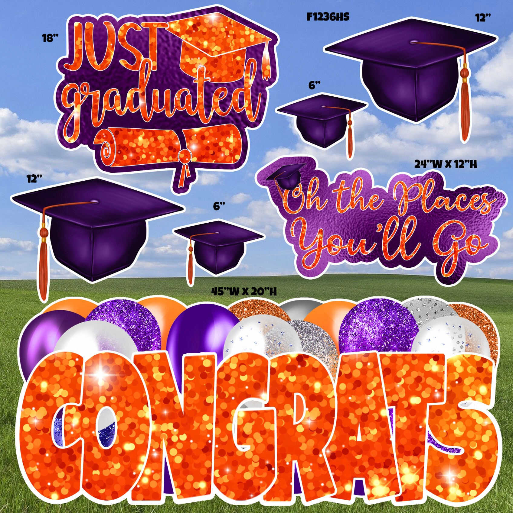 Graduation Sign & Cap Sets Half Sheet Options Multiple Color Choices ...