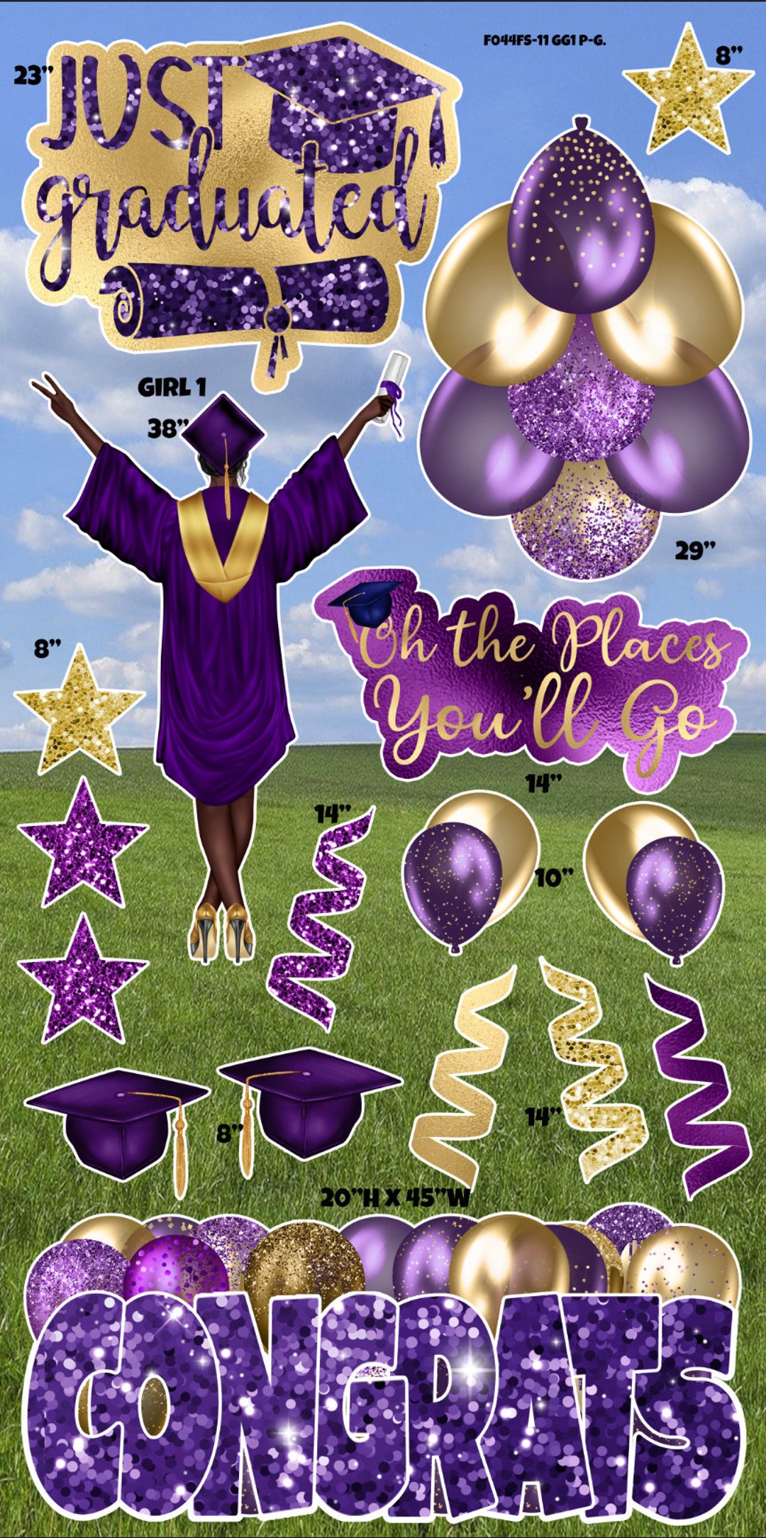 Graduation Purple & Gold CONGRATS Flair Yard Cards - Etsy