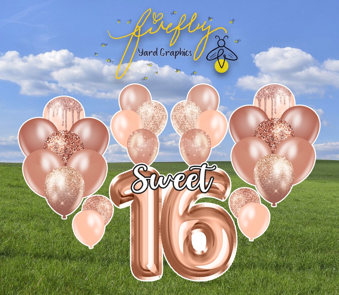 Sweet 16 Rose Gold Yard Card Signs (F563HS) - Etsy
