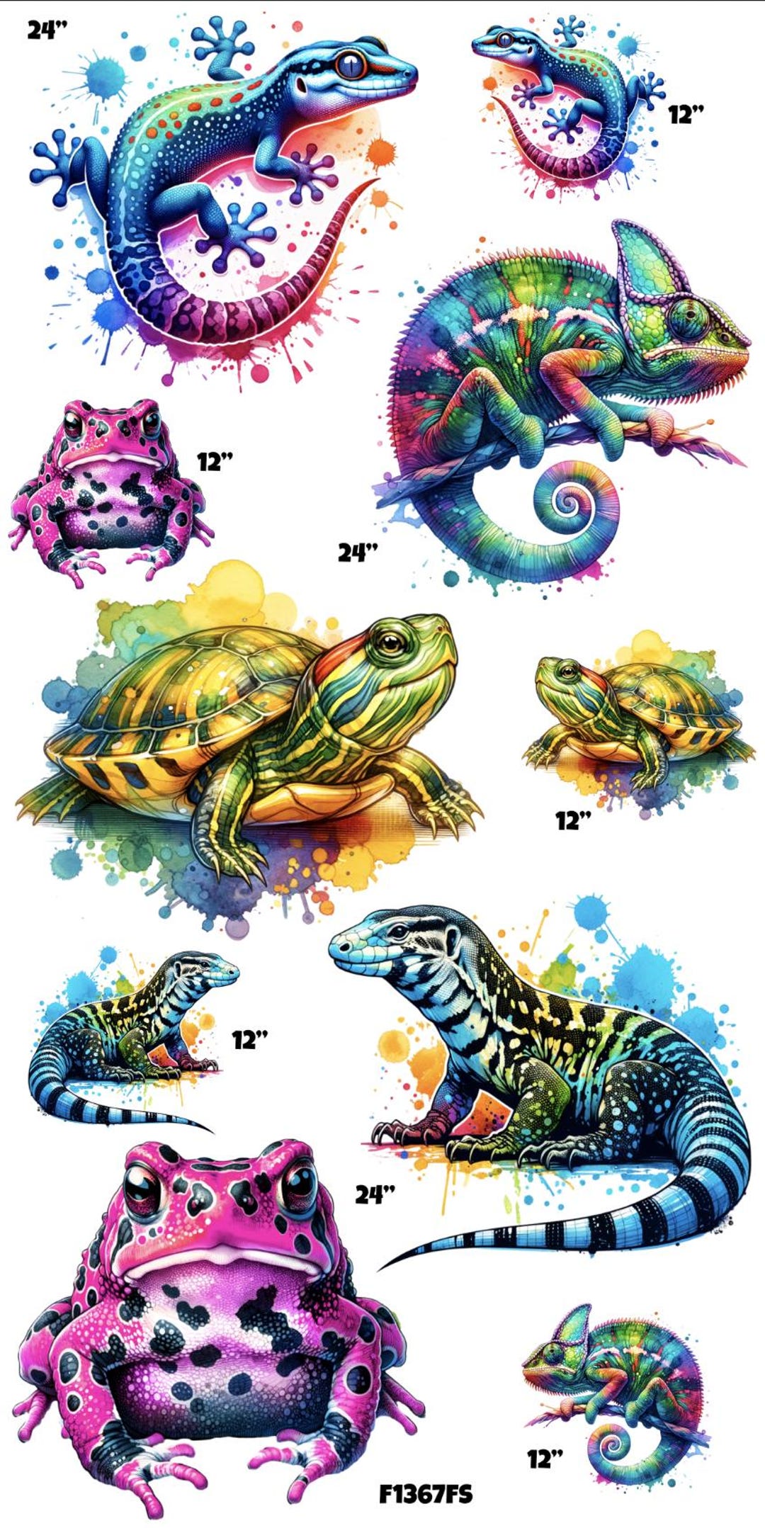 Reptile Water Color Animal Yard Cards (F1367FS) - Etsy