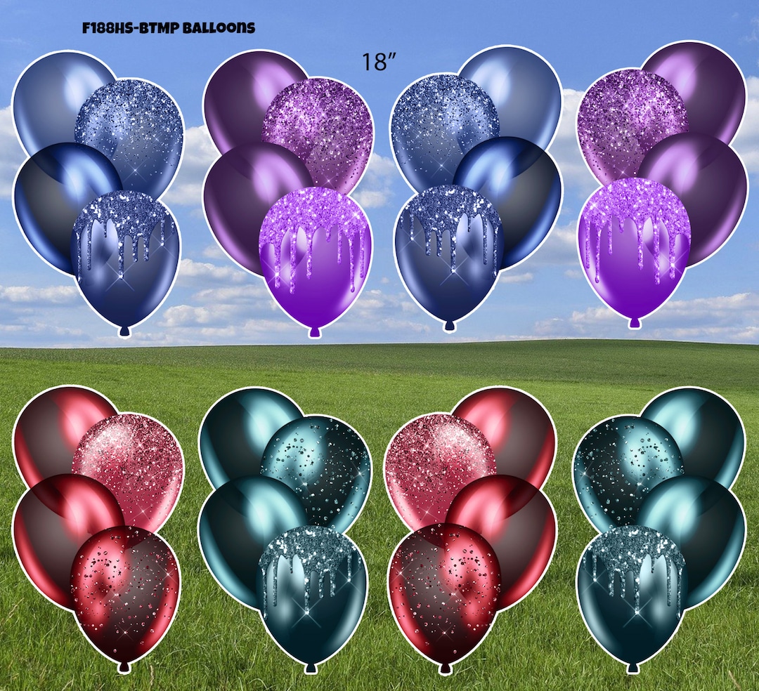 18" Blue, Purple, Teal, Maroon Balloons Yard Cards (F188HS) - Etsy