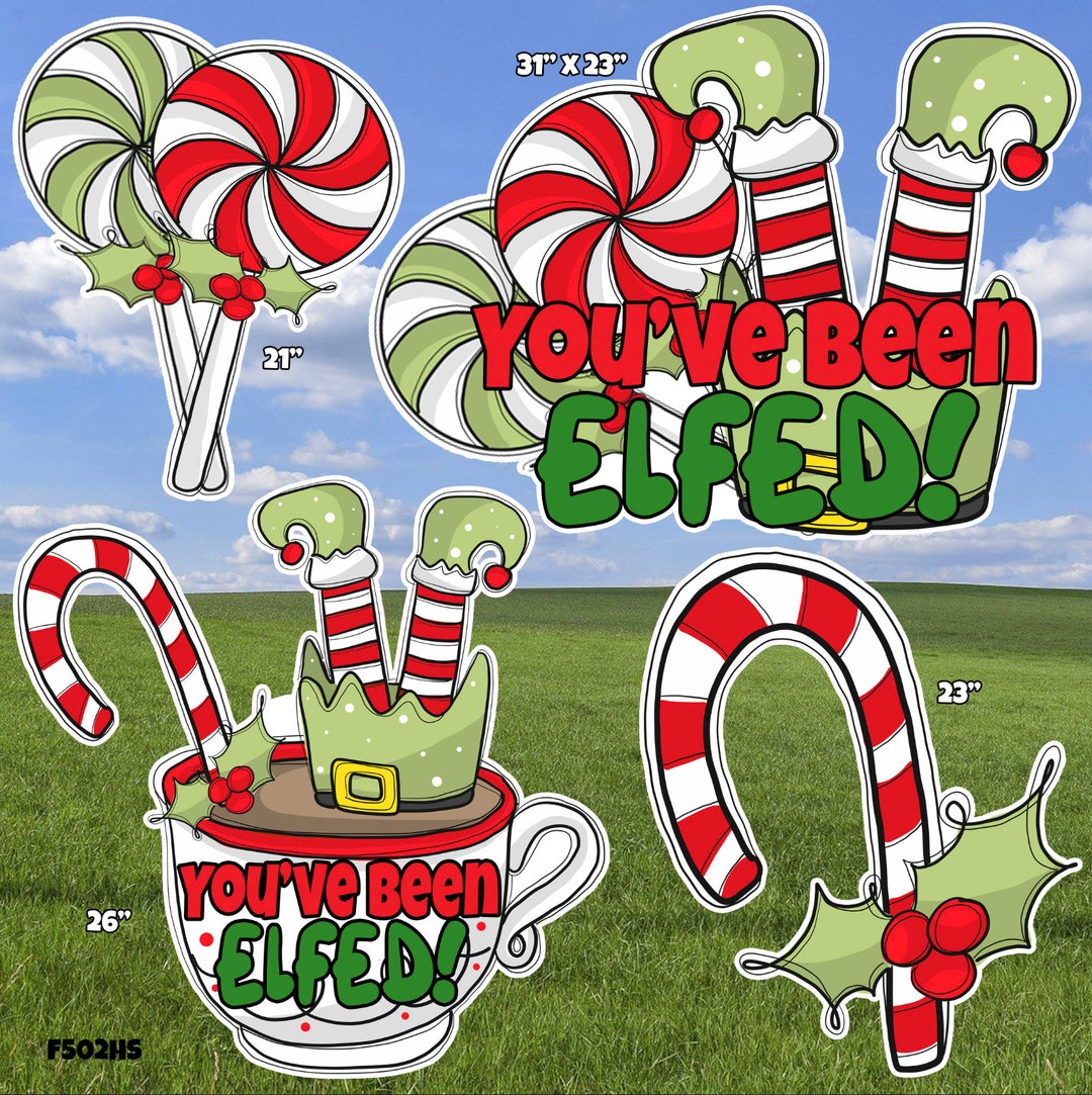 You've Been Elfed Sign & Flair Yard Cards (F522HS) - Etsy