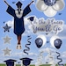 Graduation Flair With Graduate Girl or Boy Navy, White & Silver Flair ...