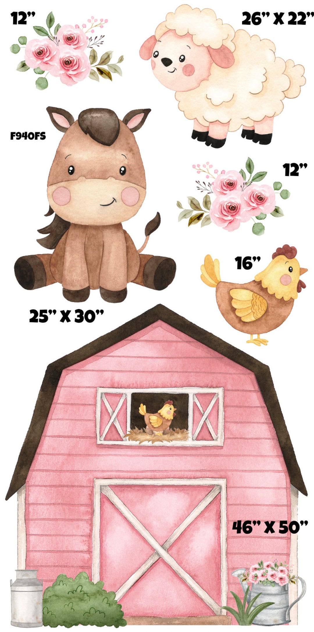 Cute Pink Barn and Animals Flair Yard Cards (F940FS) - Etsy