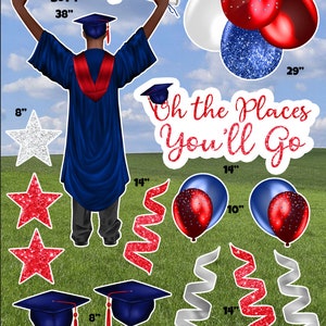 Graduation Red, Blue & White CONGRATS Graduate Flair Yard Cards - Etsy