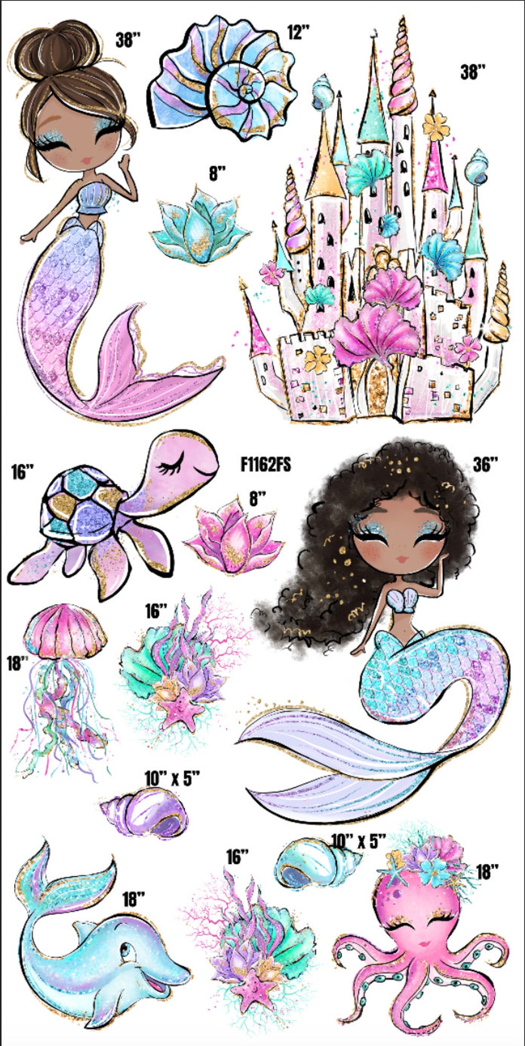 Mermaids Castle Under the Sea Purple Pink Aqua Yard Card - Etsy