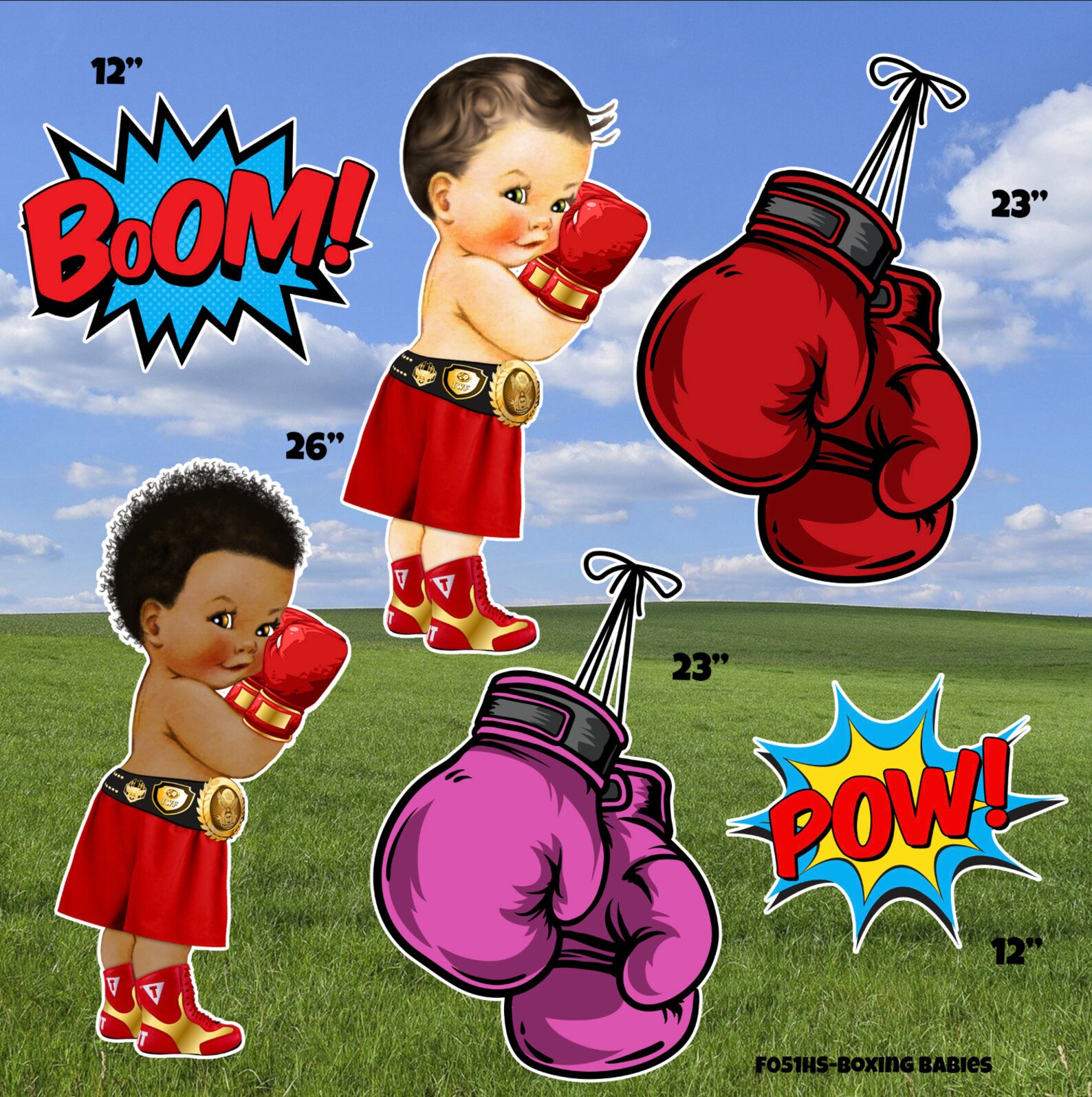 Boxing Babies Flair Yard Cards F051HS - Etsy