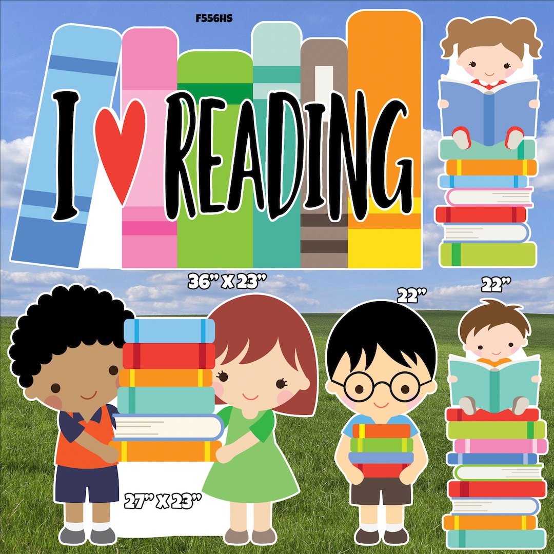 Bookfair Theme Sign/flair I Love Reading High UV Resolution Yard Cards ...