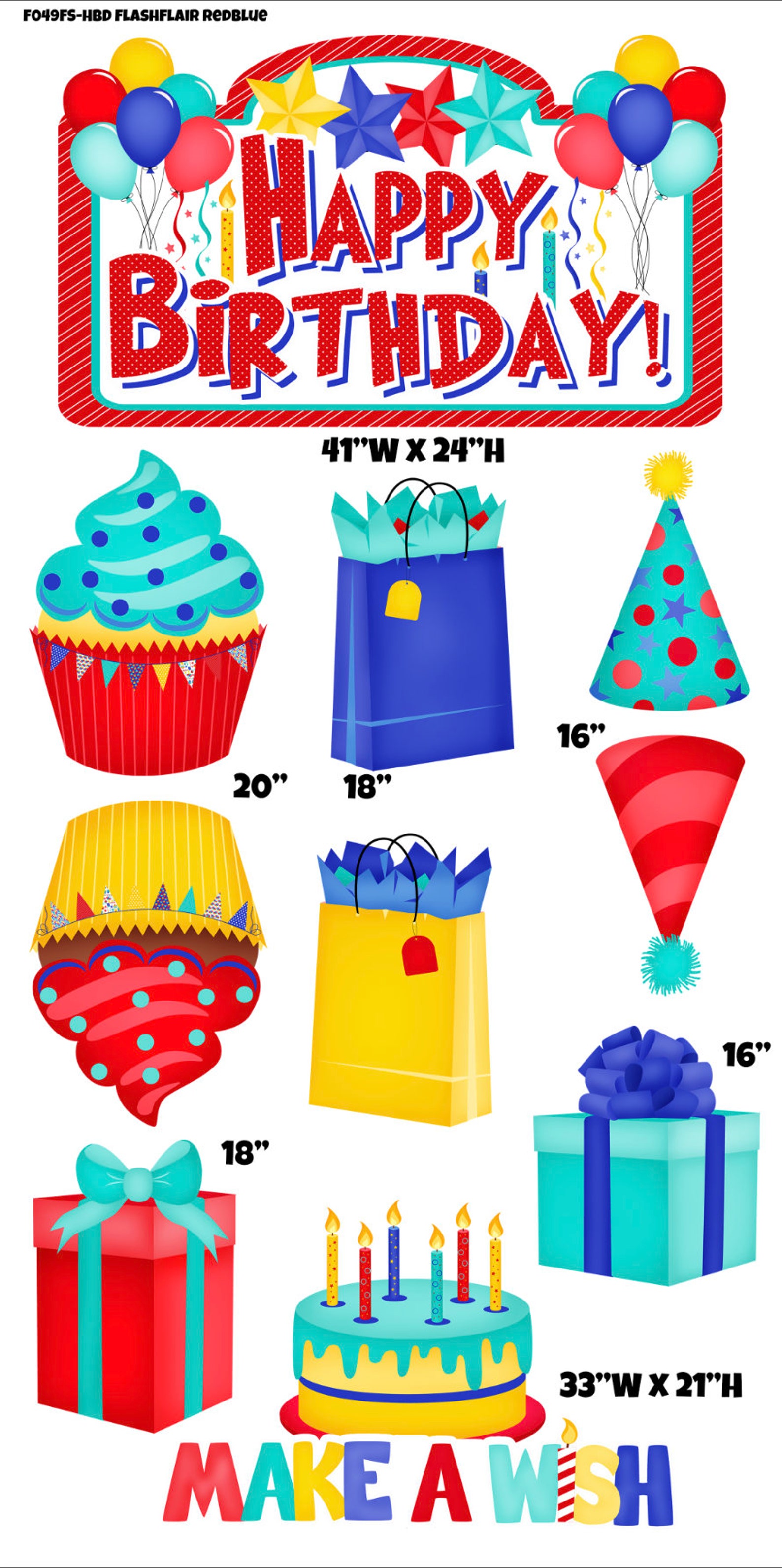 Happy Birthday Red Blue Yellow Sign & Flair Red Blue Yellow - Etsy