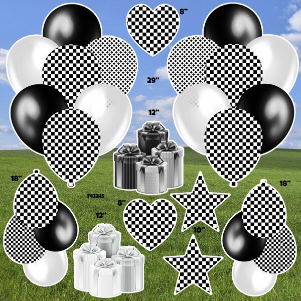 Black and White Checkered Balloons - Etsy