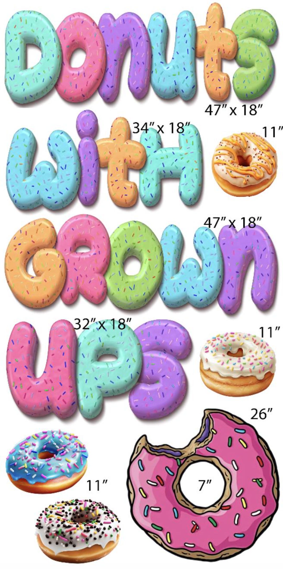 Donuts With Grown Ups EZ Set & Large Photo Frame Donut Yard Cards ...