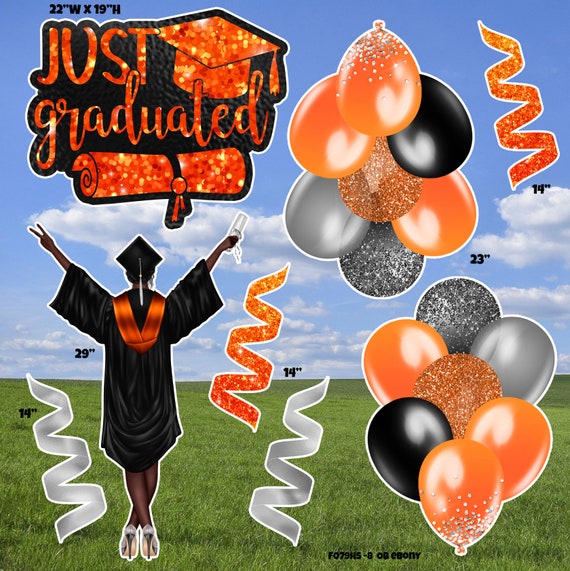 Graduation Flair W/ Graduate Half Sheet Orange & Black Yard - Etsy