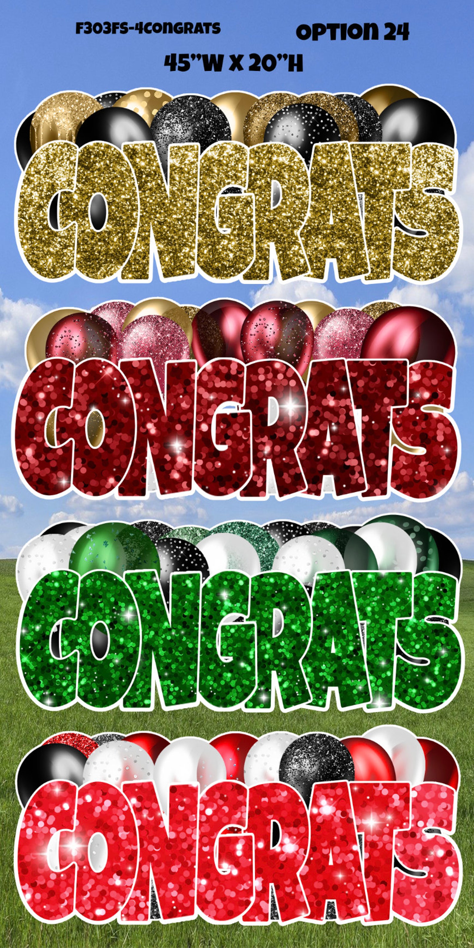 CONGRATS & CONGRATULATIONS Sign Set of 4 Color/styles Yard | Etsy