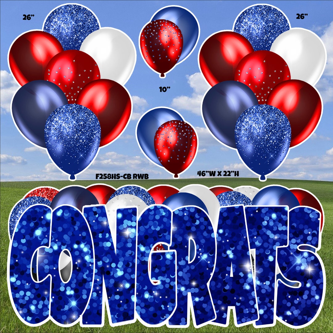 CONGRATS & Balloons Half Sheet Color Options Yard Cards - Etsy