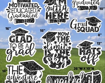 Graduation Signs Black & White Half Sheet Yard Cards F154HS | Etsy