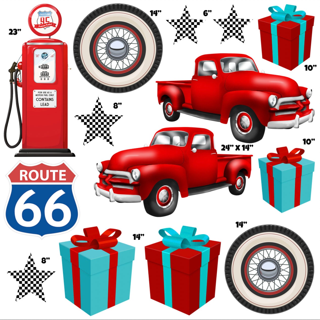 Vintage Red Truck Route 66 Flair F617HS - Etsy