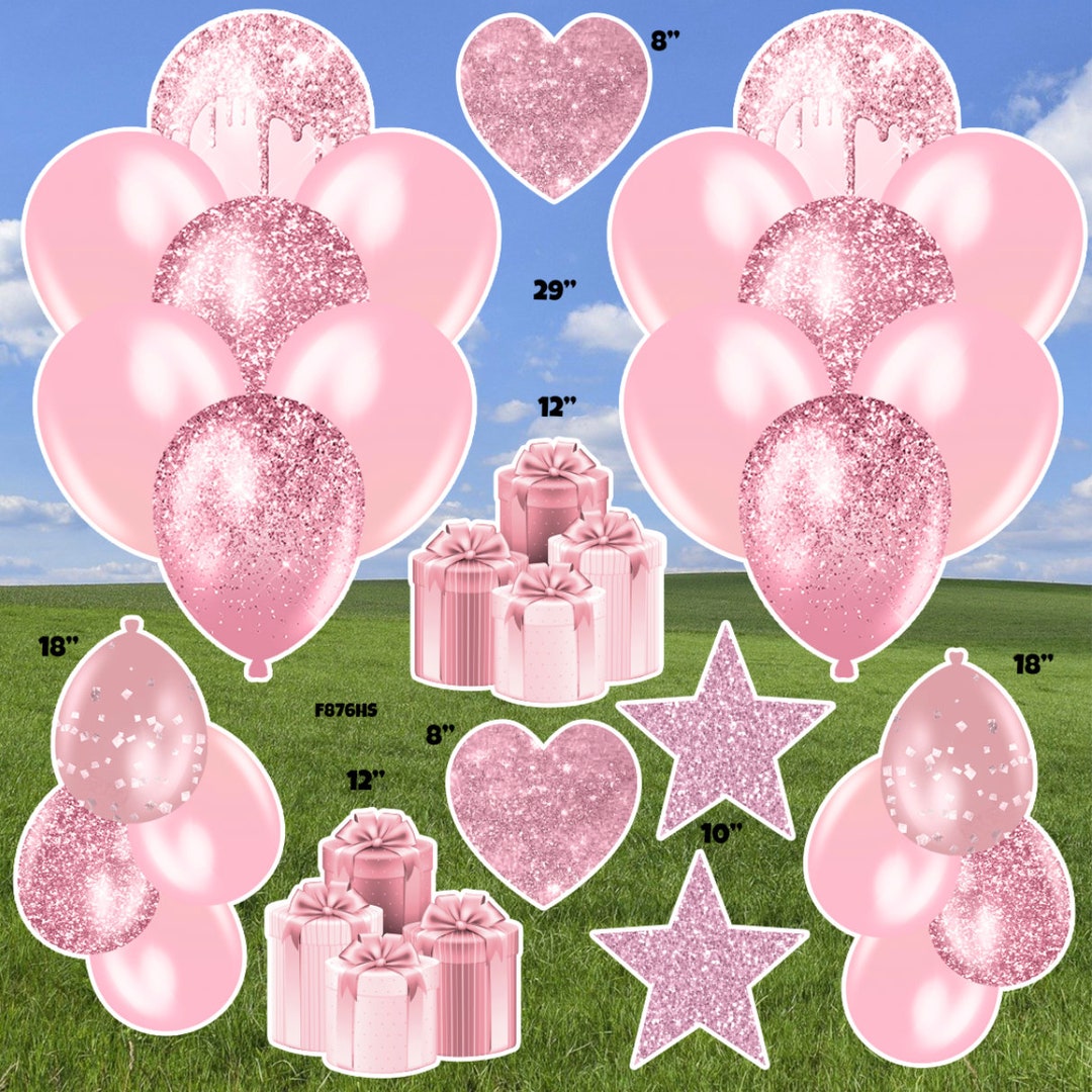 Pastel Pink Flair & Balloons Yard Cards (F876HS) - Etsy