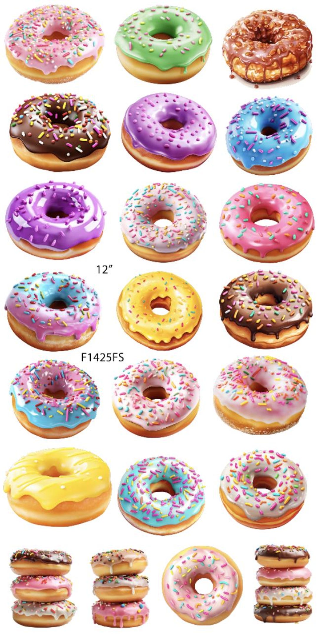 12" Donuts Realistic High UV Resolution Yard Cards (F1425FS) - Etsy
