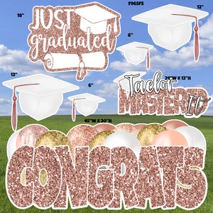 CONGRATS She Mastered It Graduation Flair & Sign Half Sheet Yard Cards ...