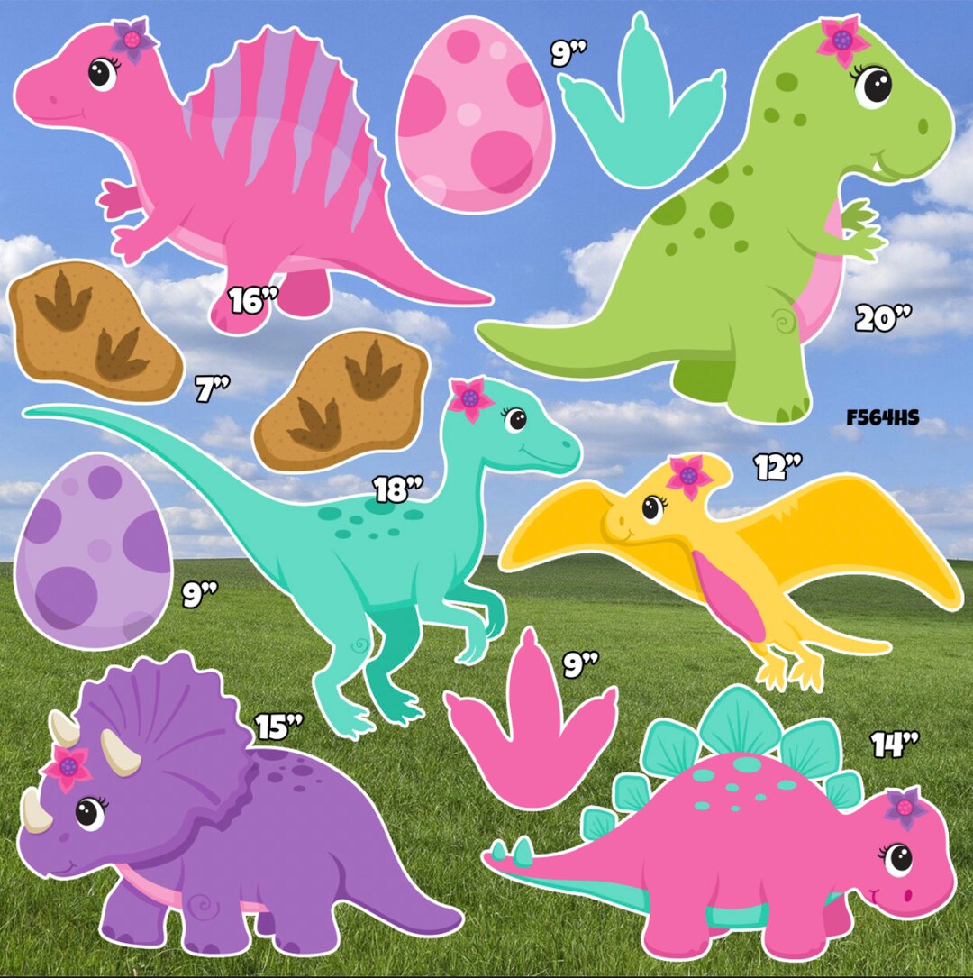 Cute Girl Dinosaurs Yard Card Signs (F564HS) - Etsy