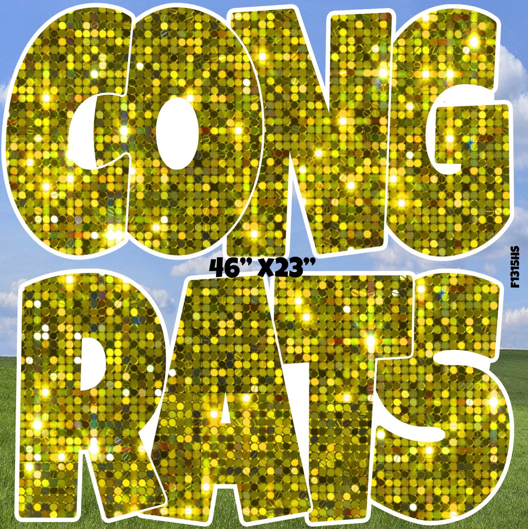 CONGRATS EZ Set Yellow Sequin Glitter Yard Cards - Etsy