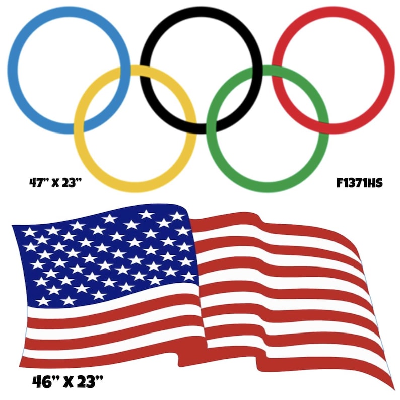 Large Rings Athlete Sign & US Flag Yard Cards Half or Quarter Sheet ...