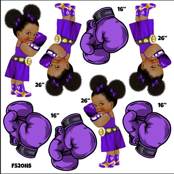 Purple Boxing Babies African American Girl Flair Yard Cards | Etsy