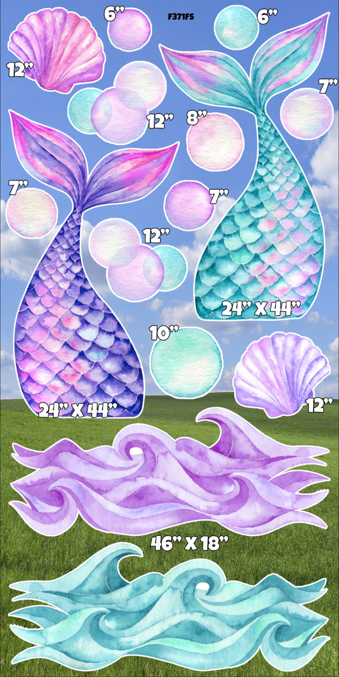 Mermaid Tails and Wave EZ Fillers Yard Card (F371FS) - Etsy