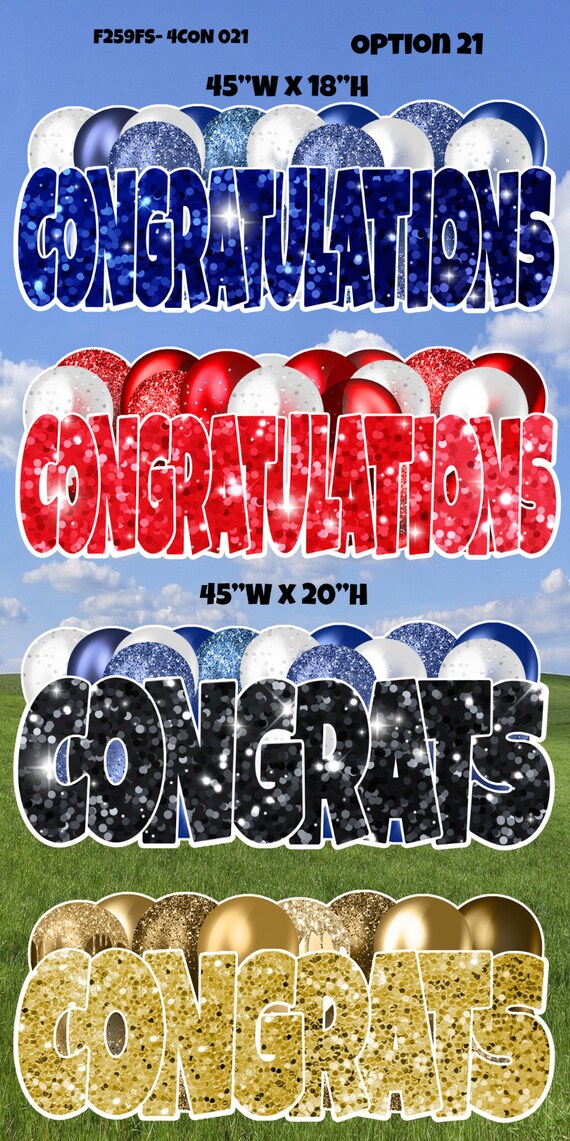 CONGRATS & CONGRATULATIONS Sign Set of 4 Color/styles Yard | Etsy