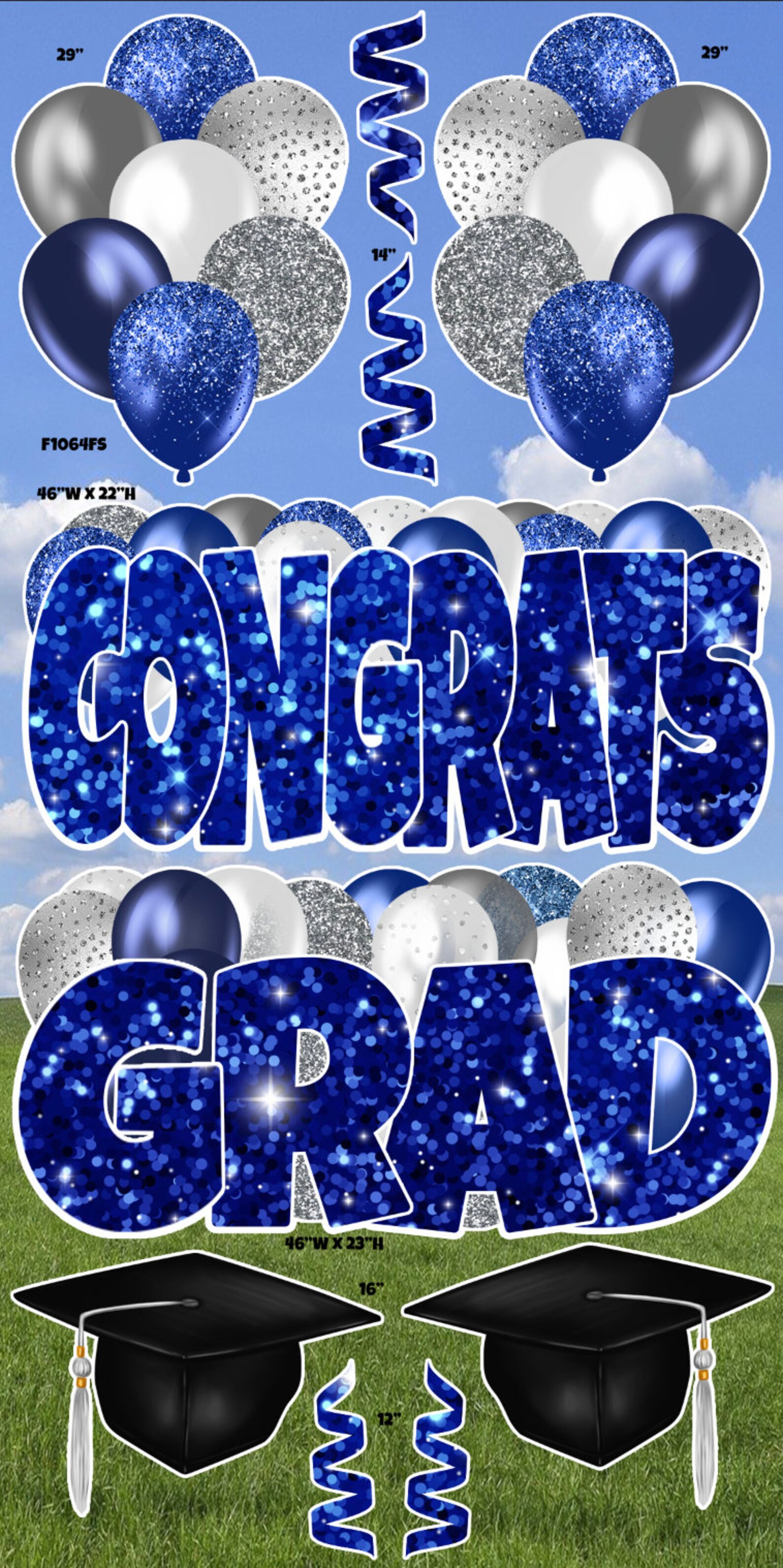 Graduation Blue, Silver, White & Black CONGRATS Grad Yard Cards - Etsy